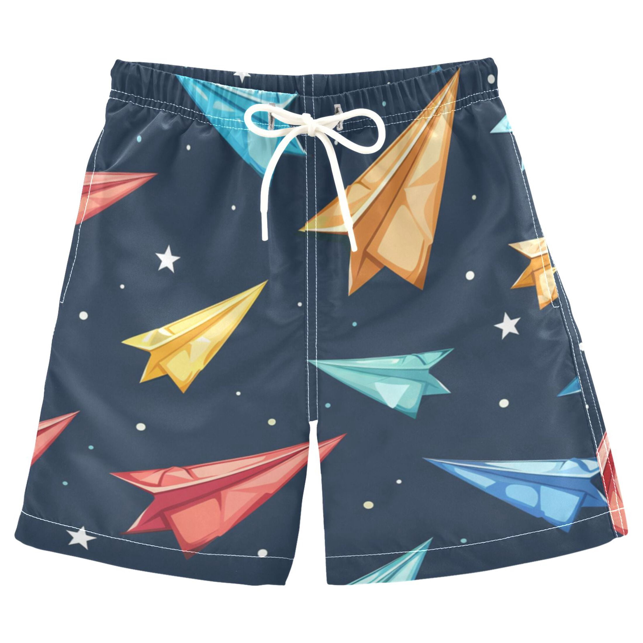 Paper Planes and Stars Cartoon Boys' Beach Pants Board Shorts Swim ...