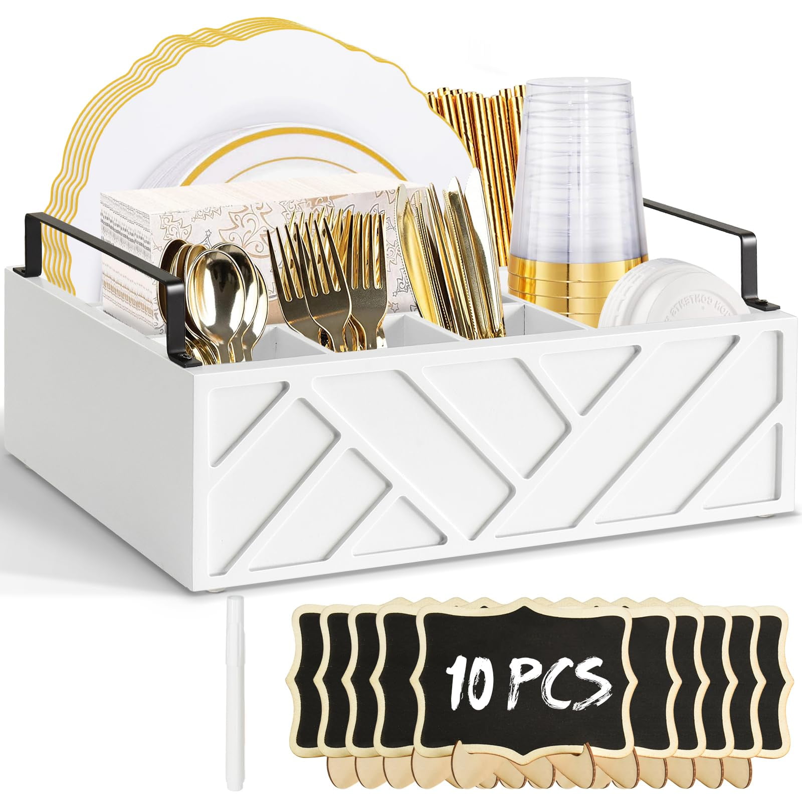 Paper Plate Dispenser with 10 Mini Chalkboard Signs, Paper Plate ...