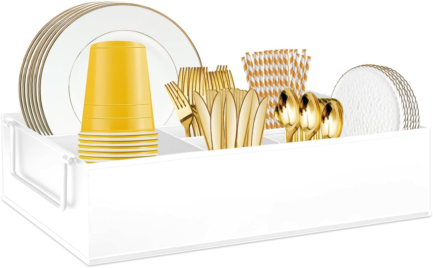 Paper Plate Dispenser Holders Utensil Caddy for Countertop,Outdoor ...