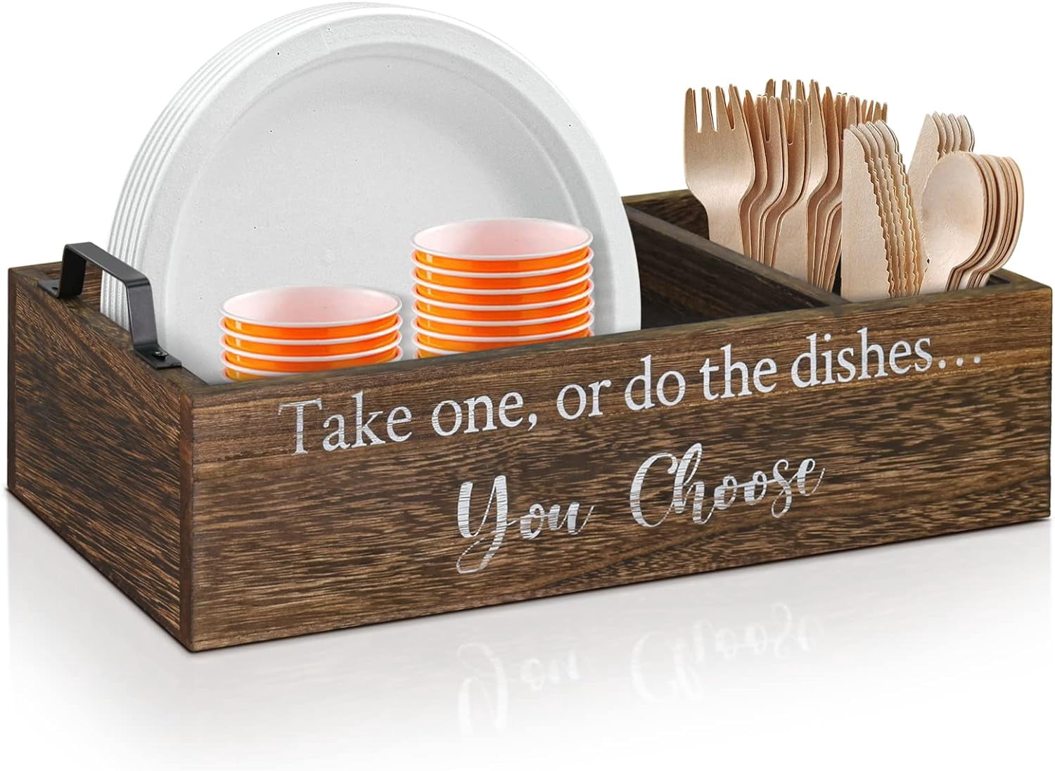 Paper Plate Dispenser, Paper Plate Holder for Kitchen Counter, Wood ...