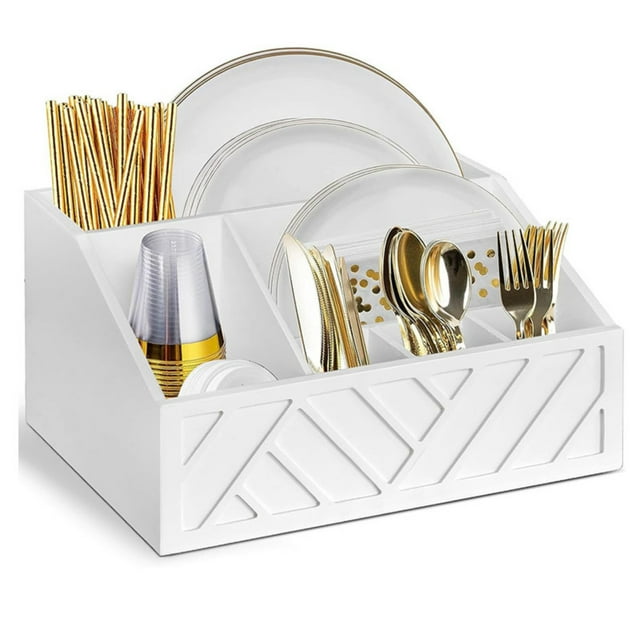 Paper Plate Dispenser, Paper Plate Holder for Kitchen Counter, Wood ...