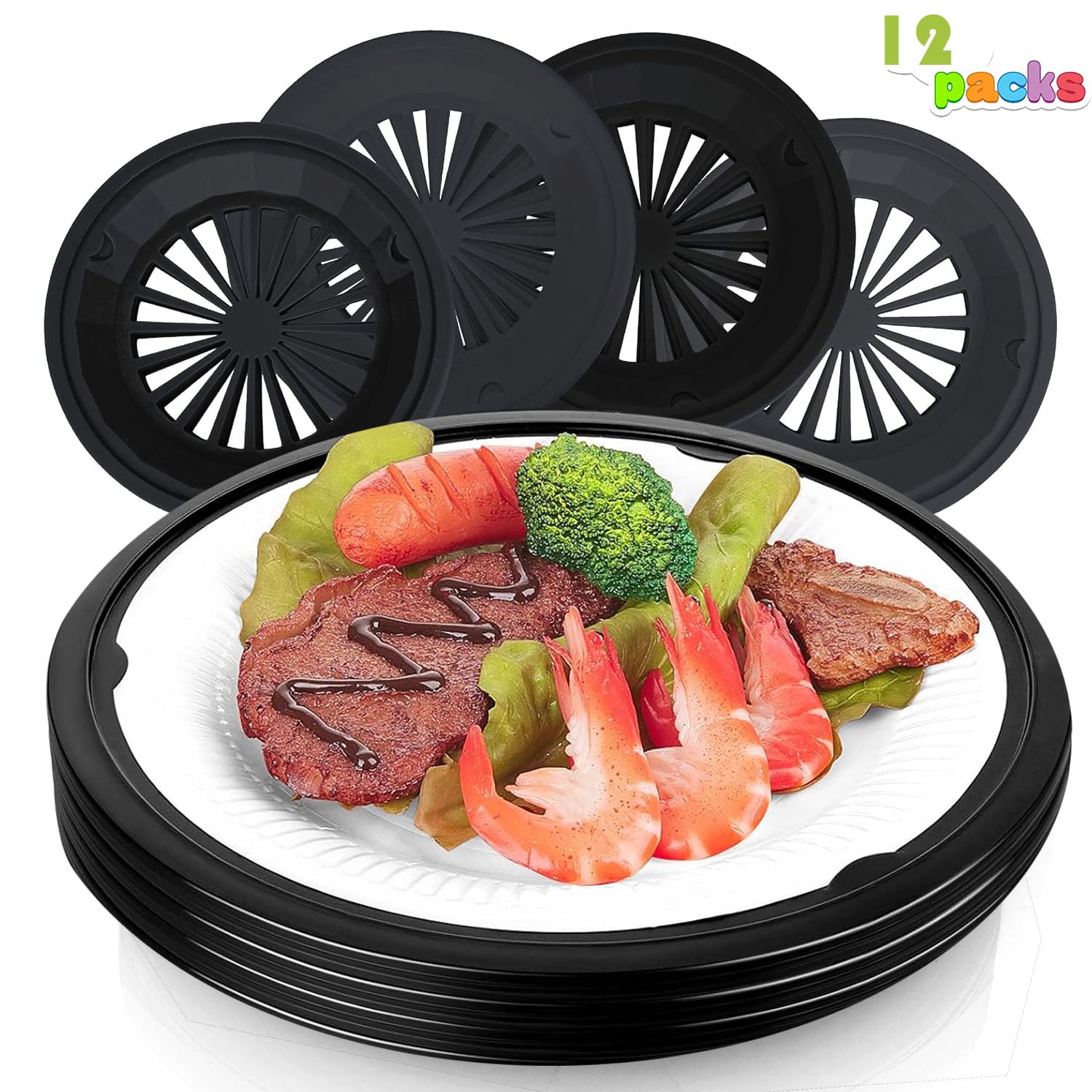 Paper Plate Holders Reusable 10 Inch Plastic W/Snap in Grooves, Holds 9 ...