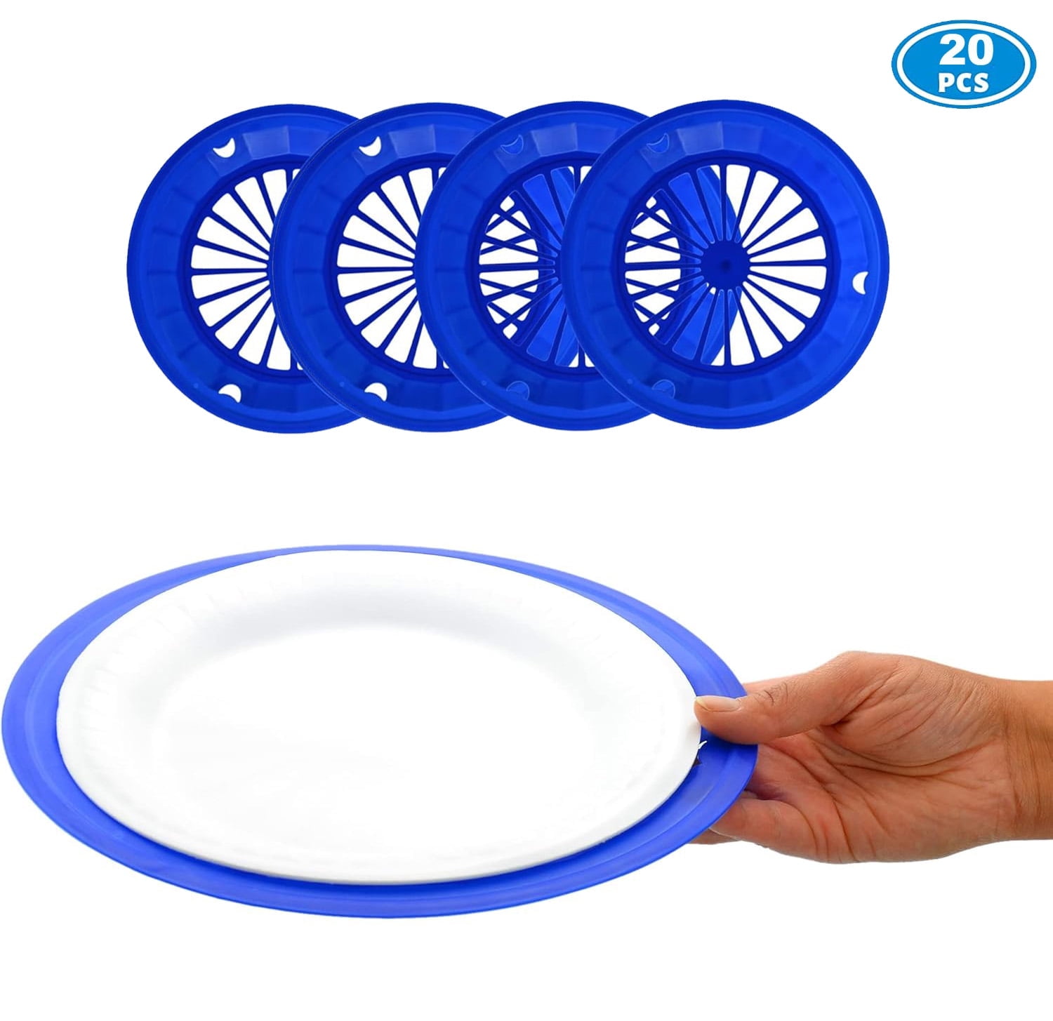 Paper Plate Holders Reusable 10 Inch Plastic W/Snap in Grooves, Holds 9 ...