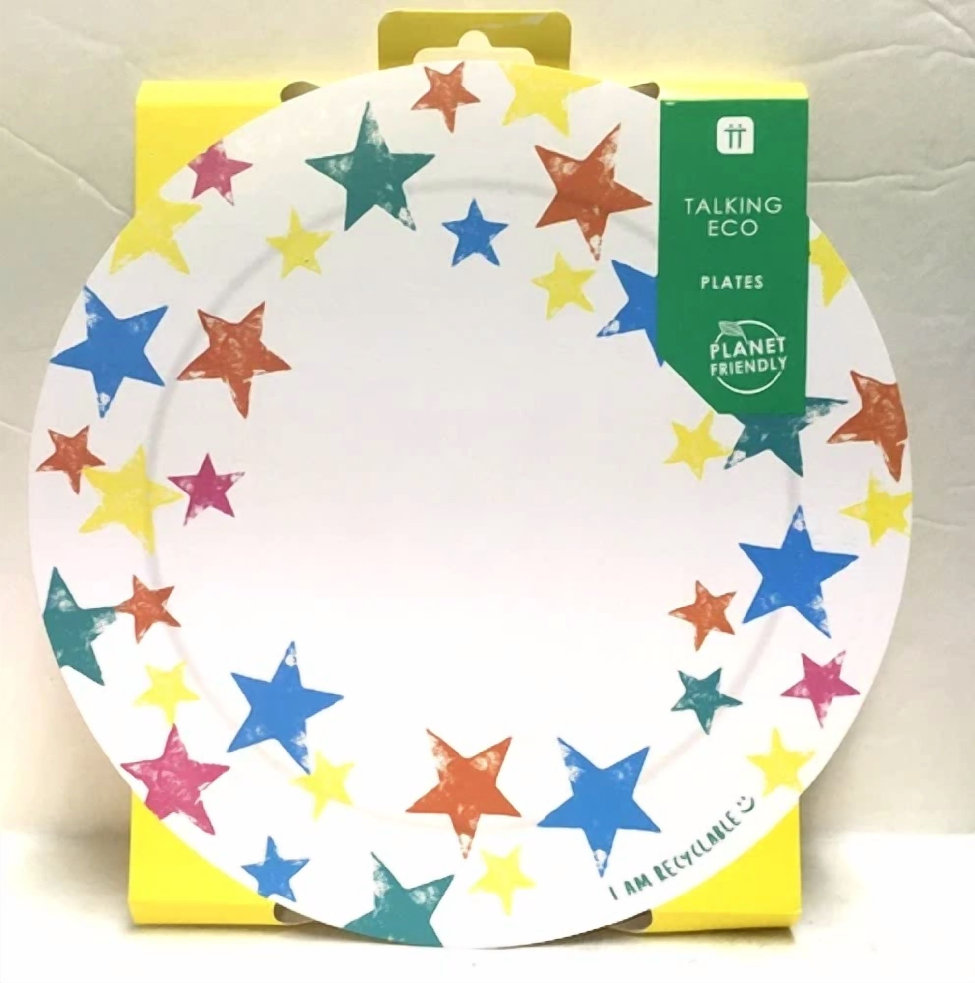 Paper Plate Talking Tables Eco/ Stars Print , 12Ct Size 9In Diameter ...