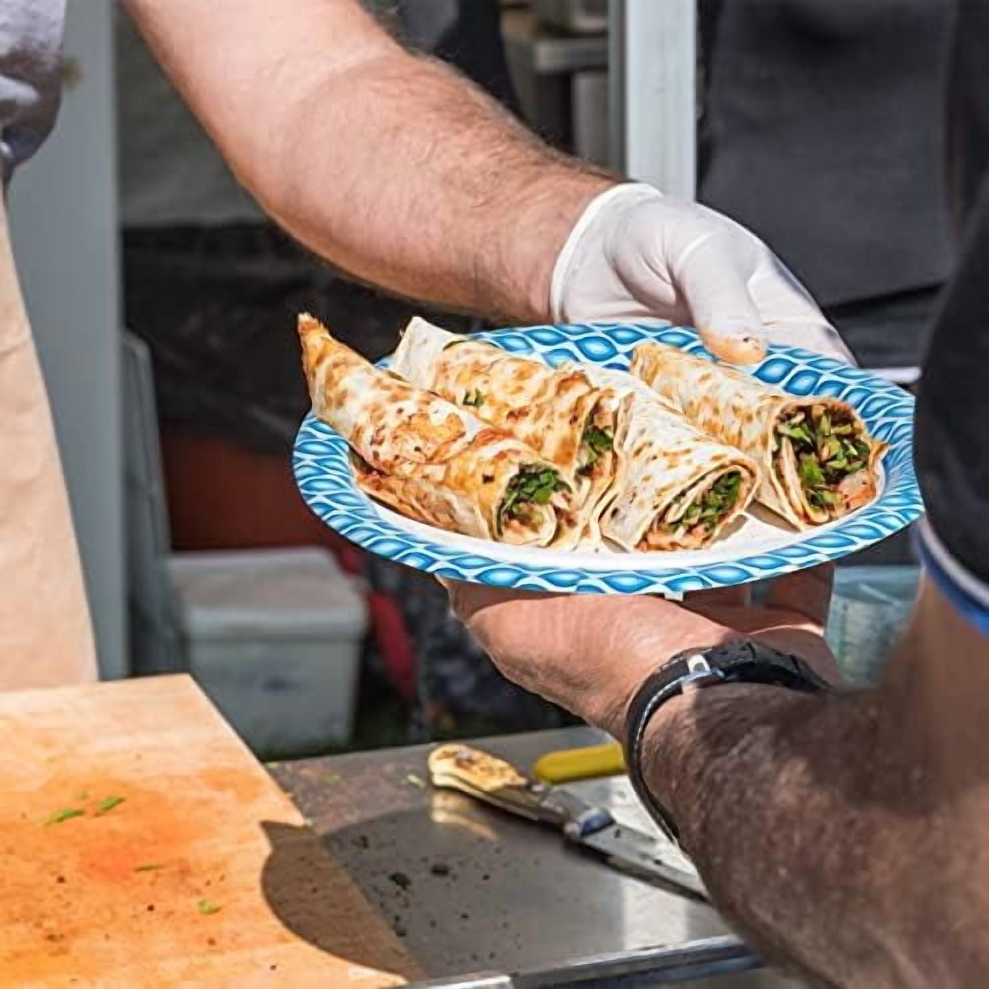 Paper Plates 10 Inch, 150 Count Soak and Cut Proof, Blue Large ...