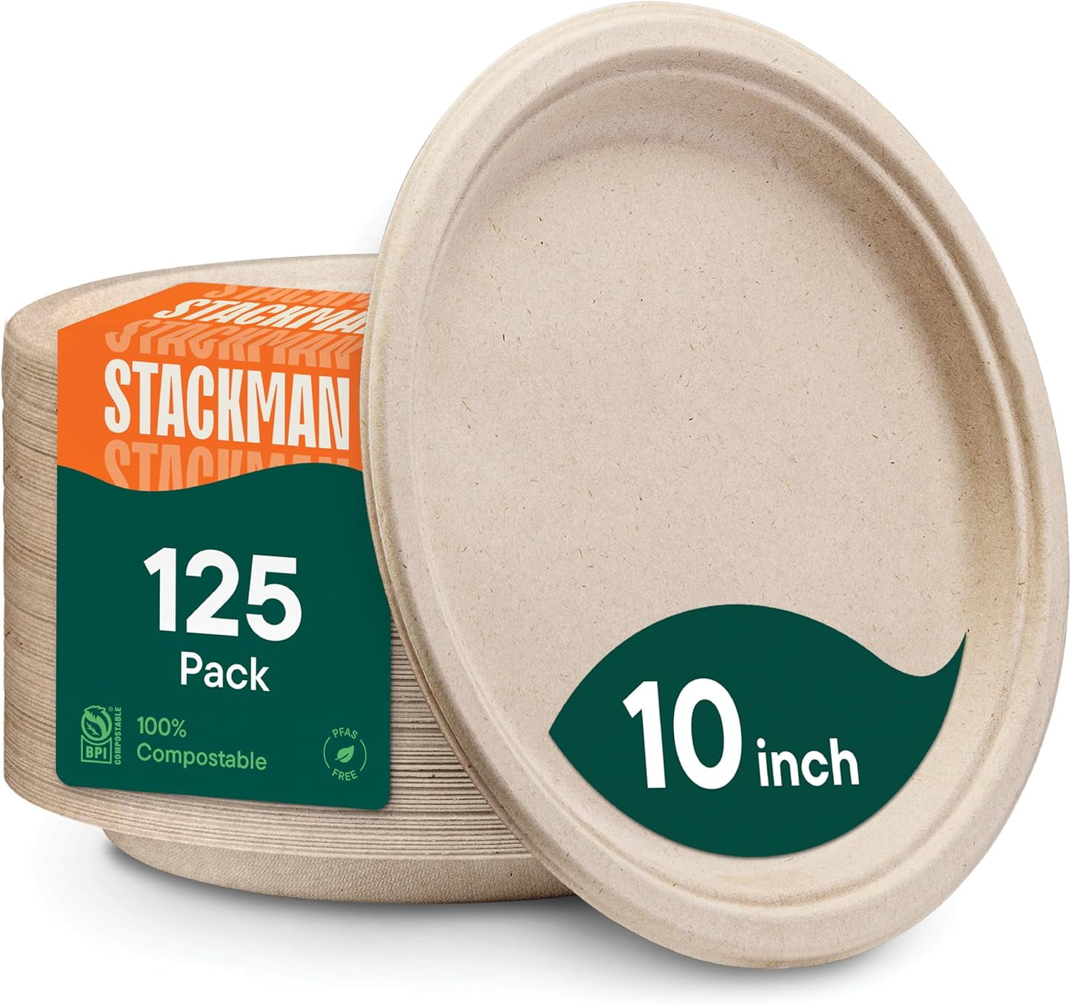 Paper Plates, 100% Compostable Heavy Duty Disposable 10 Inch Plate ...