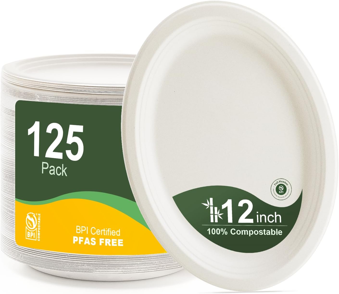 Paper Plates, 100% Compostable Heavy Duty Disposable Plates Bulk ...
