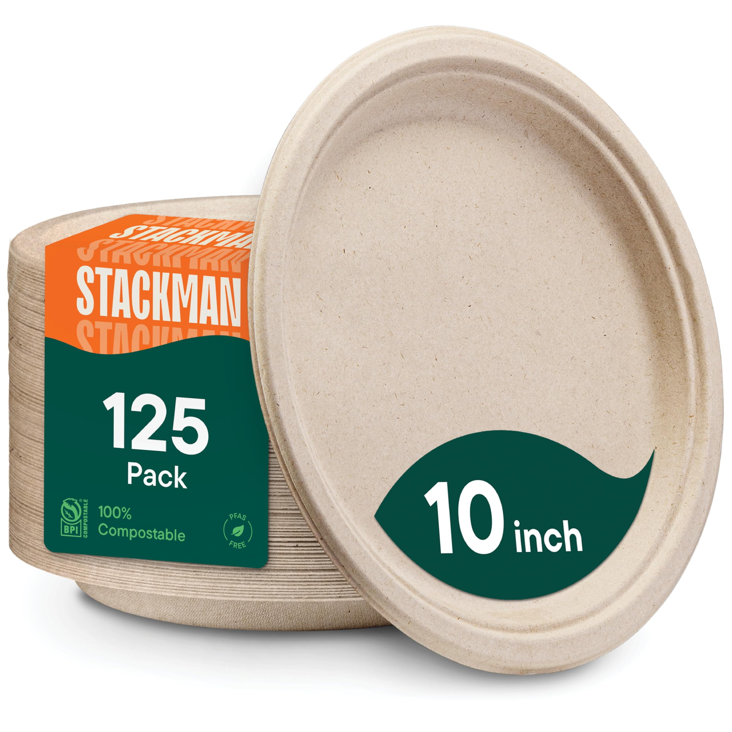 Paper Plates, 100% Compostable Heavy Duty MTN1 Disposable 10 Inch Plate ...