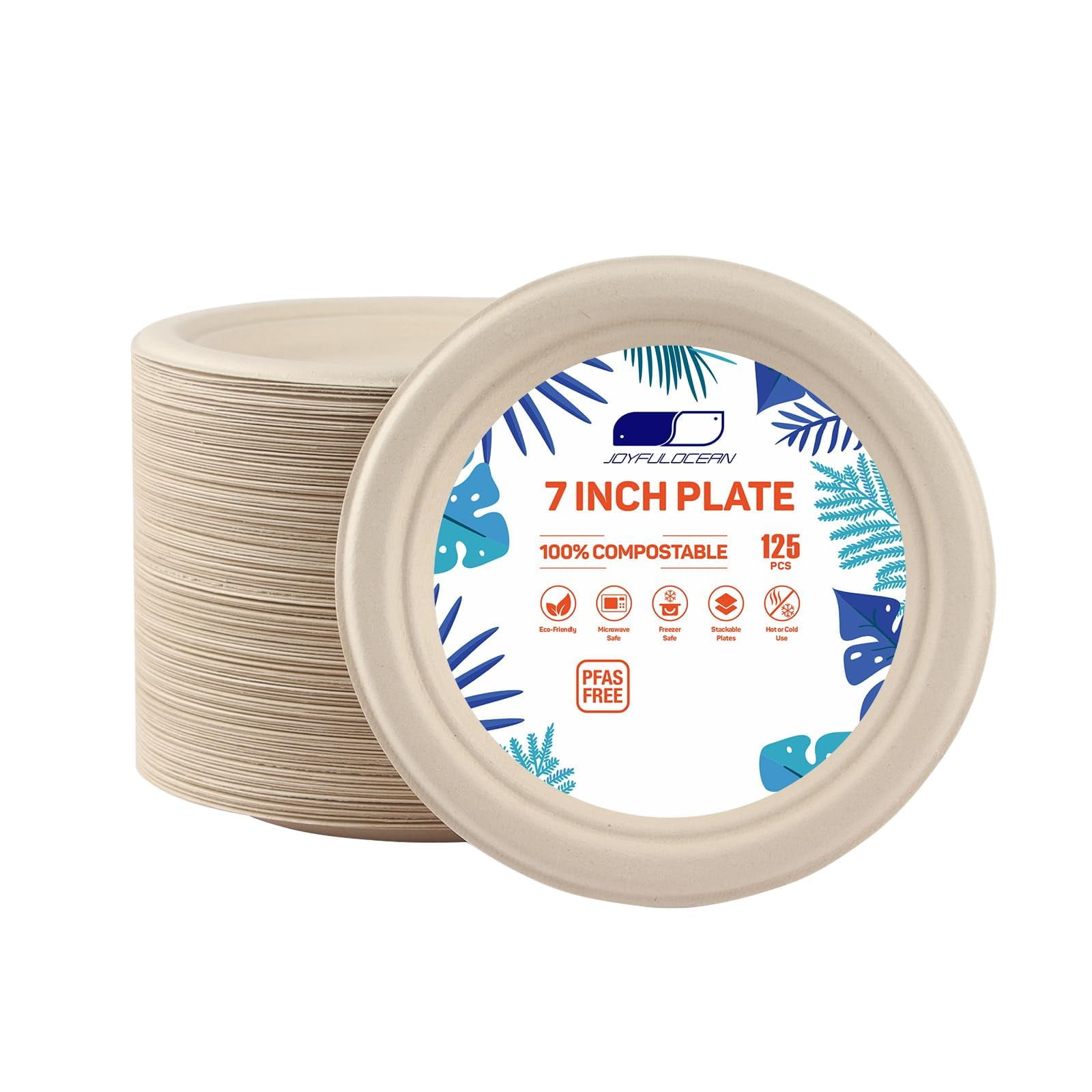 Paper Plates, 125 Count RRF12 Compostable Paper Plates, Heavy-Duty 100% ...