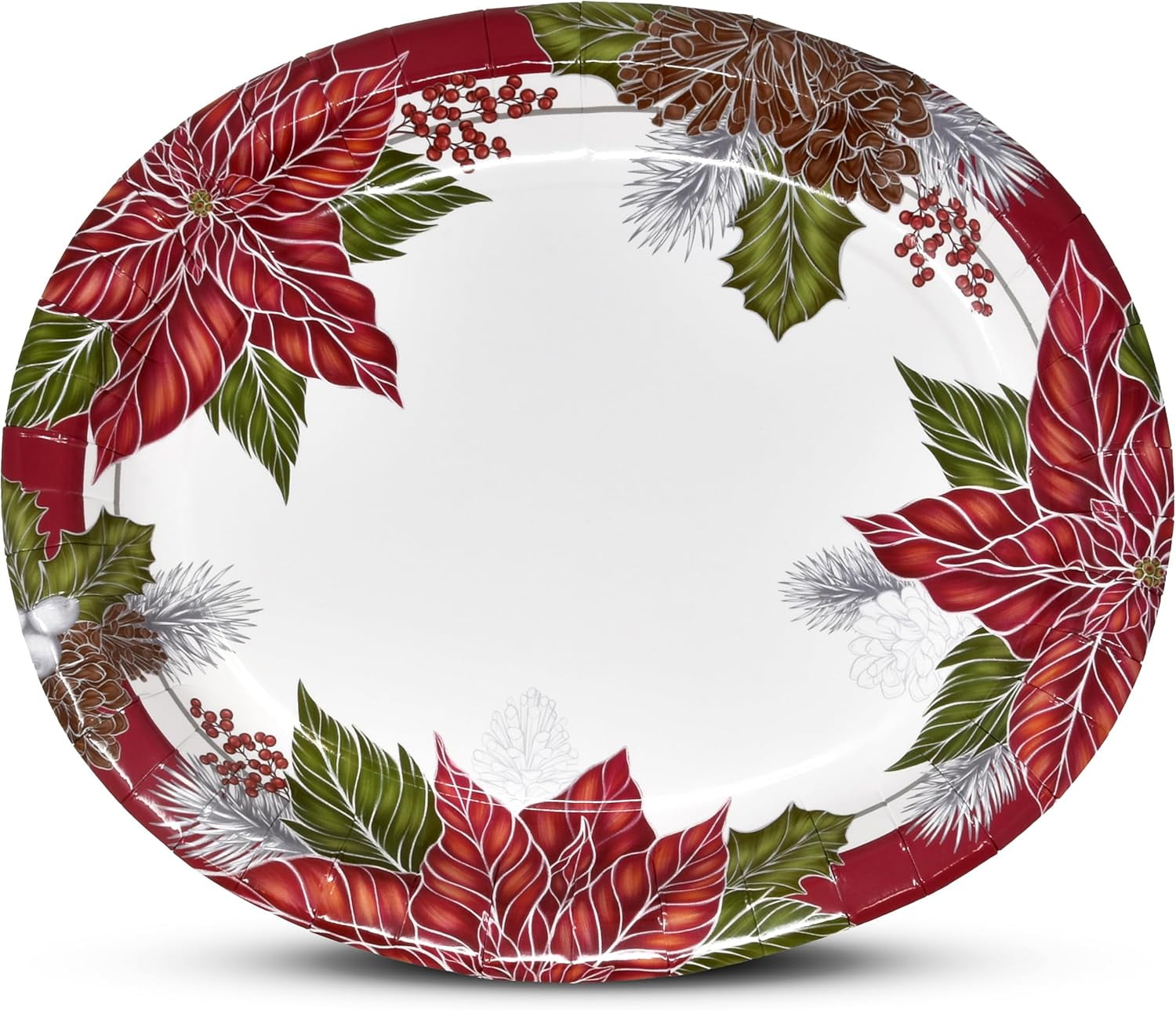 Gift Boutique 50 Count Christmas Oval Paper Plates Platters Holiday ...