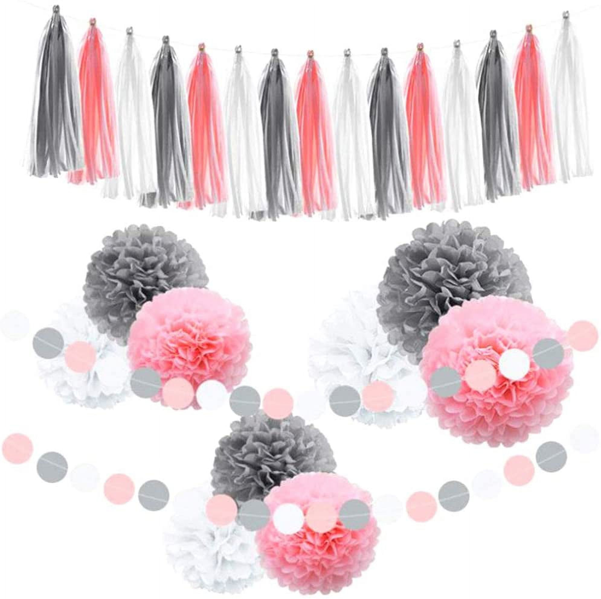 Paper Pompoms Kit, Hanging Paper Flower Balls Poms Party Decor 23Pcs ...