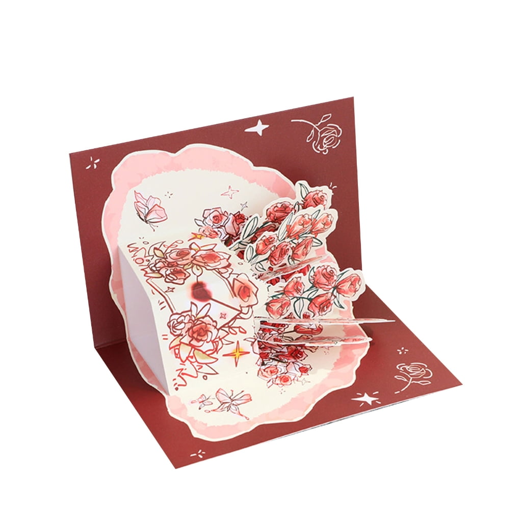 Paper Popup Cards Rose Flower 3D Popup Greetings Card Birthday Cards ...