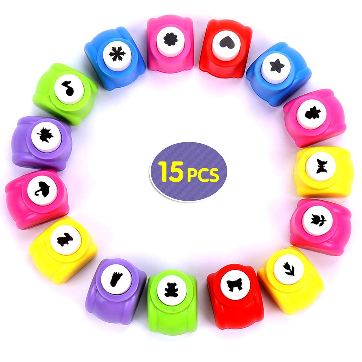 Paper Punches,15pcs Punch Craft MMF7 Set Mini Punches Hole Punch Shapes ...