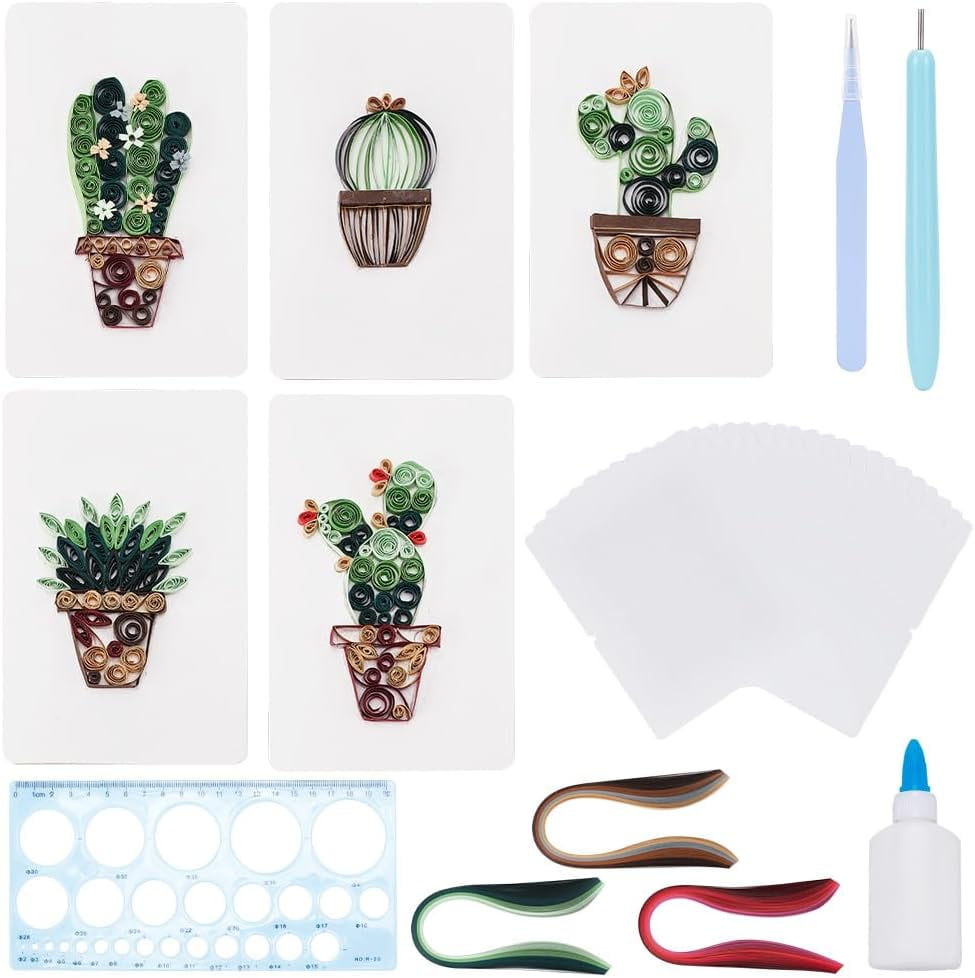 Paper Quilling Kit 20 Sets DIY Cactus Card Quilling Kit with Paper ...