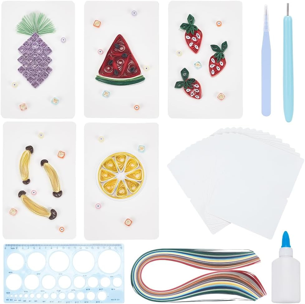 Paper Quilling Kit - 20 Sets DIY Fruit Card Quilling Kit with Tools ...