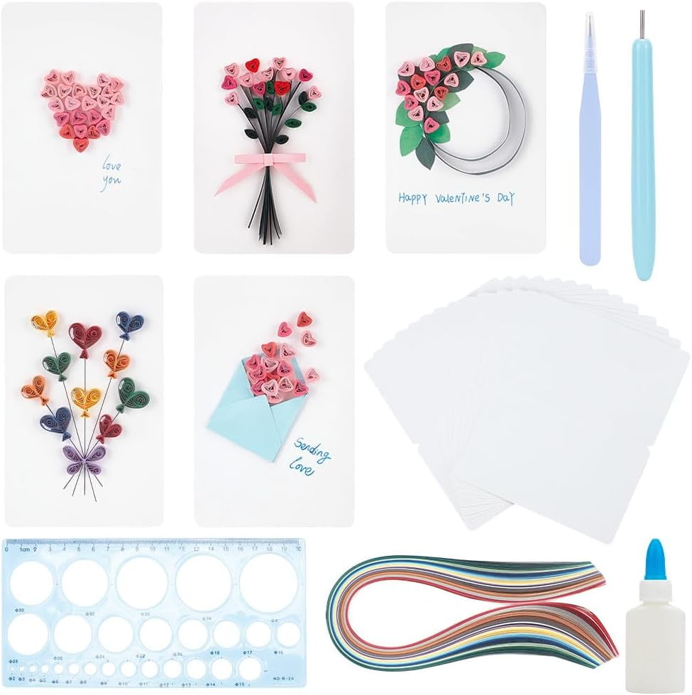 Paper Quilling Kit 20 Sets Love Theme Card Quilling Kit with Paper ...