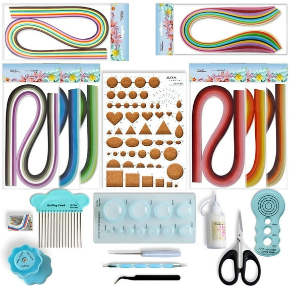 Paper Quilling Kit with Blue Tools 960 Strips Board Mould Crimper Coach ...