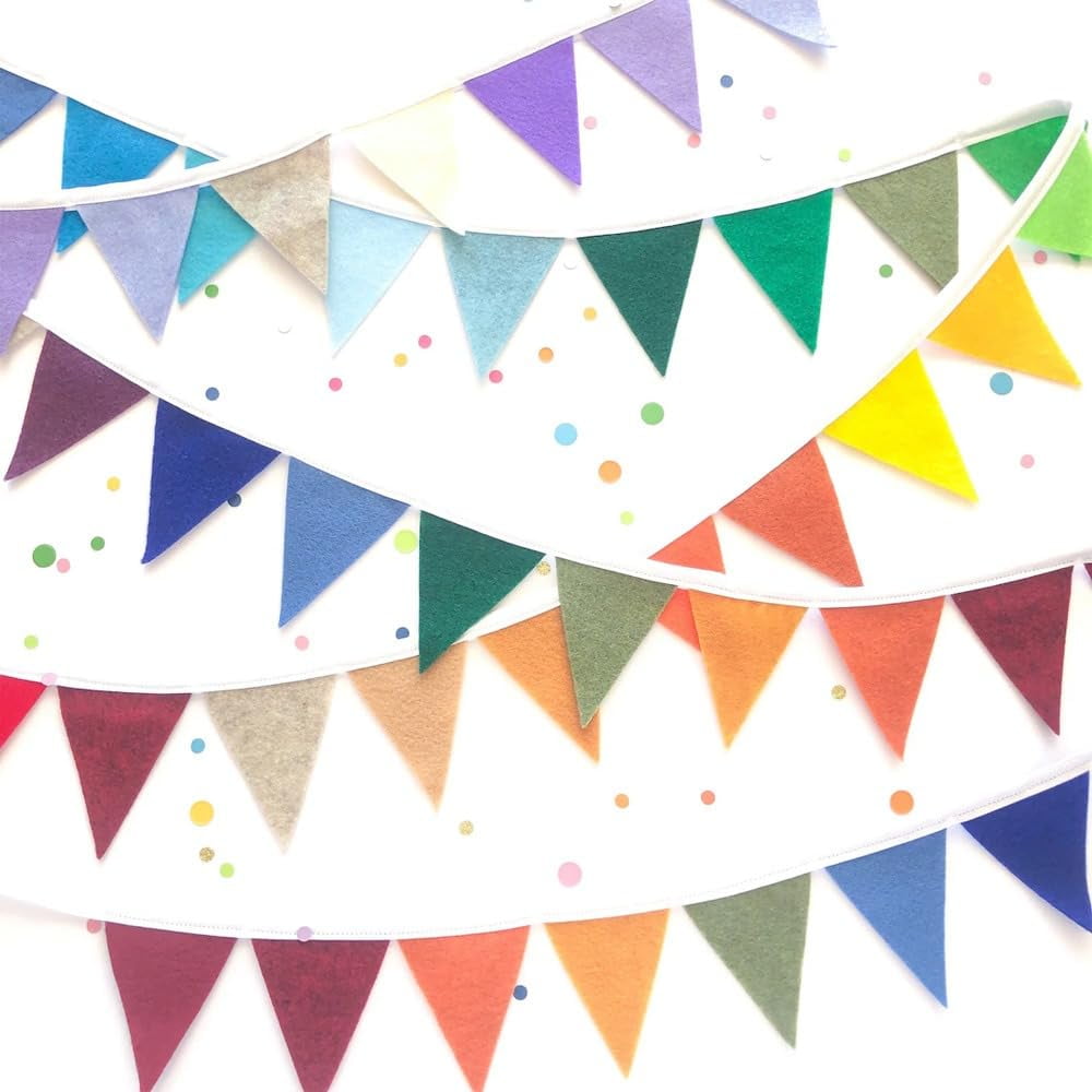 Paper Rainbow Triangle Flags For Kids Room, Play School Decoration, Birthday Party, Baby Shower ...