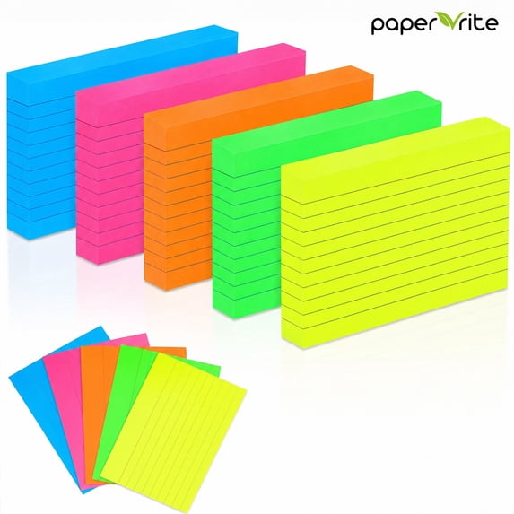 Paper Rite Colored Lined Index Cards 3 x 5 Inch, Ruled Note Cards, 1000 ...