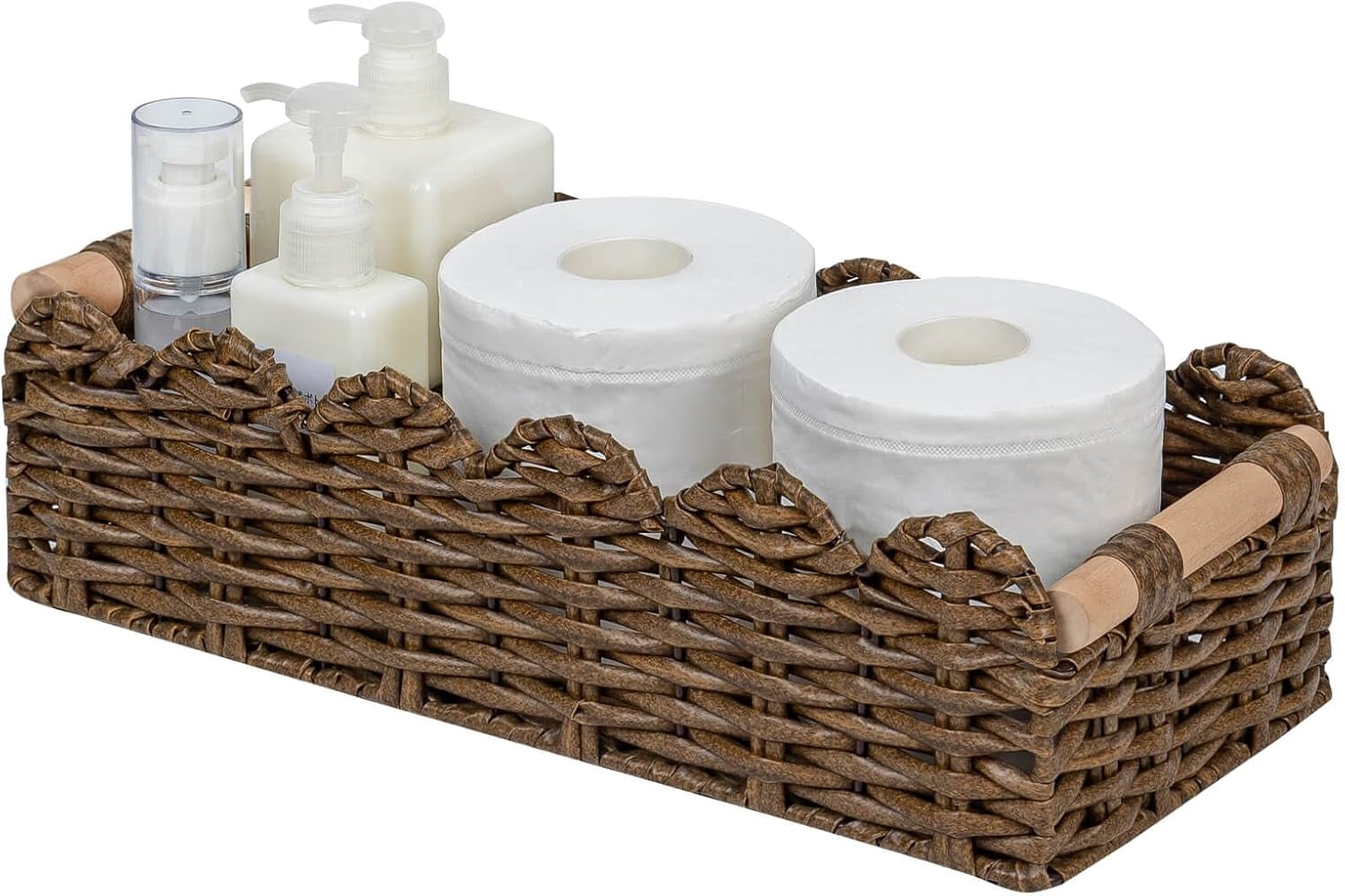 Paper Rope Scalloped Edge Toilet Paper Storage Basket, Small Living ...