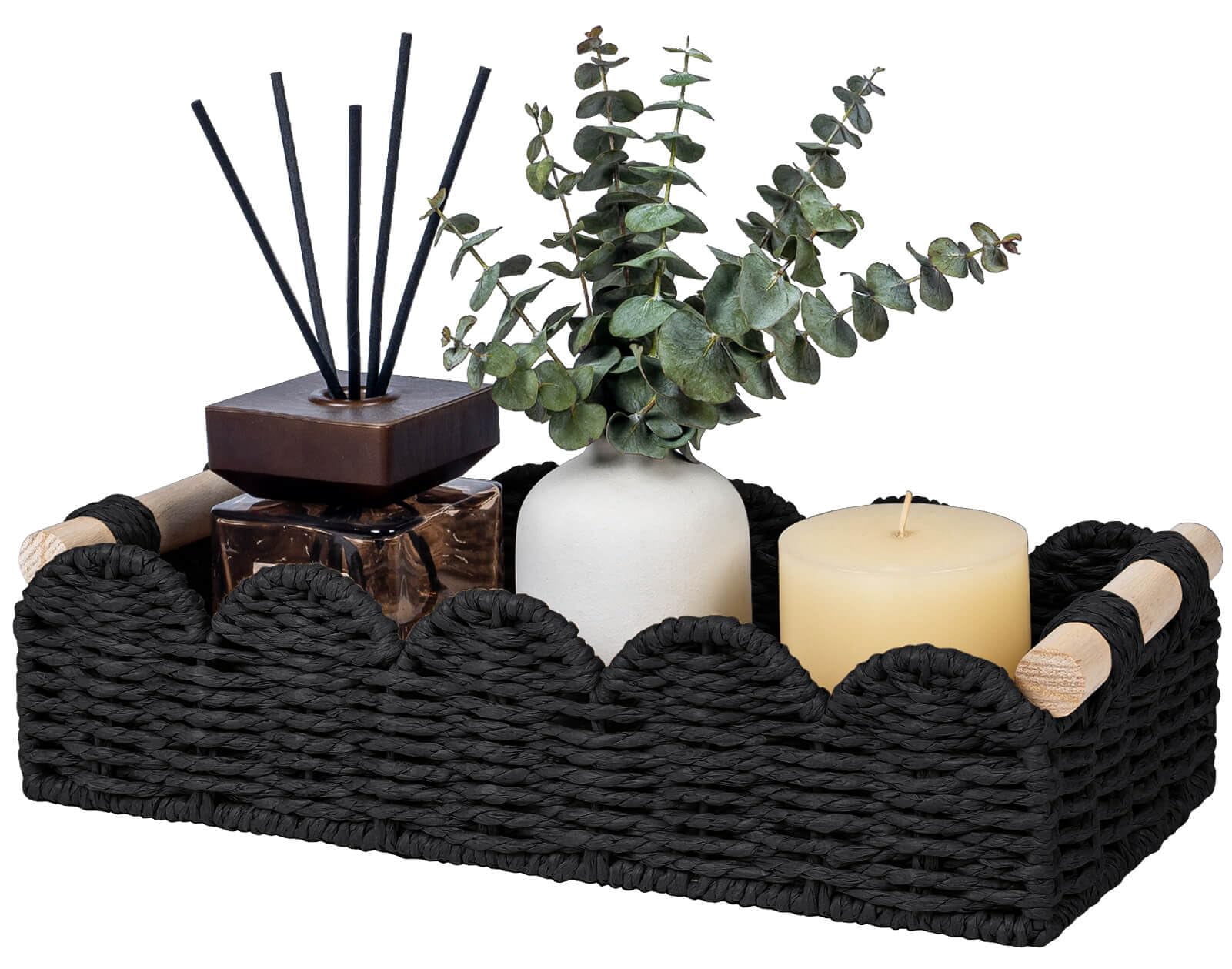 Paper Rope Scalloped Edge Toilet Paper Storage Basket, Small Living ...