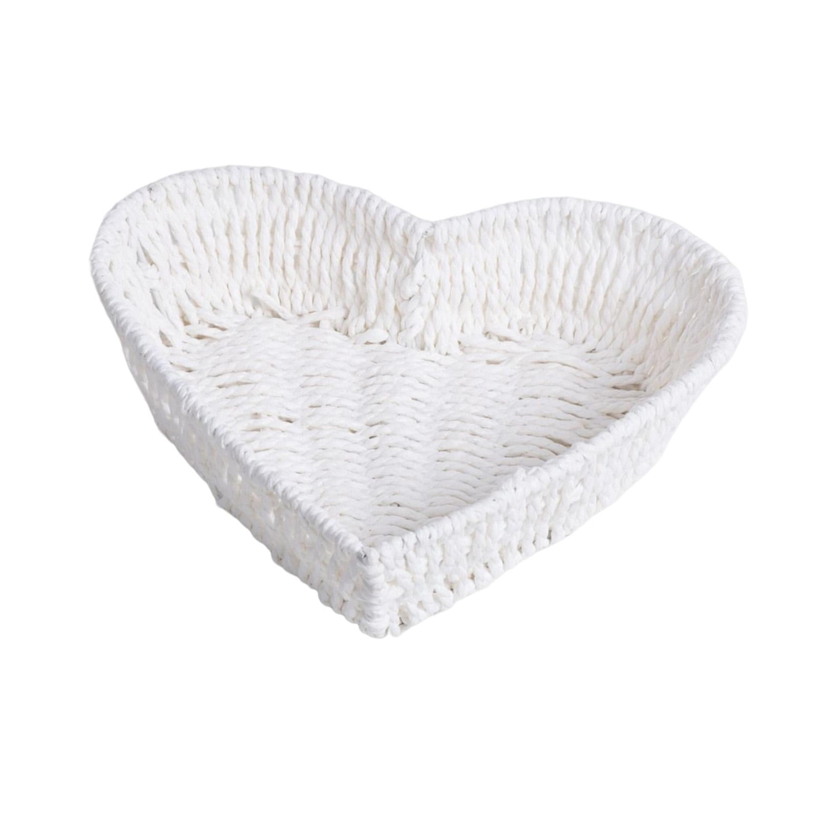 Paper Rope Storage Basket Heart Shape Bread Serving Basket Sundry ...