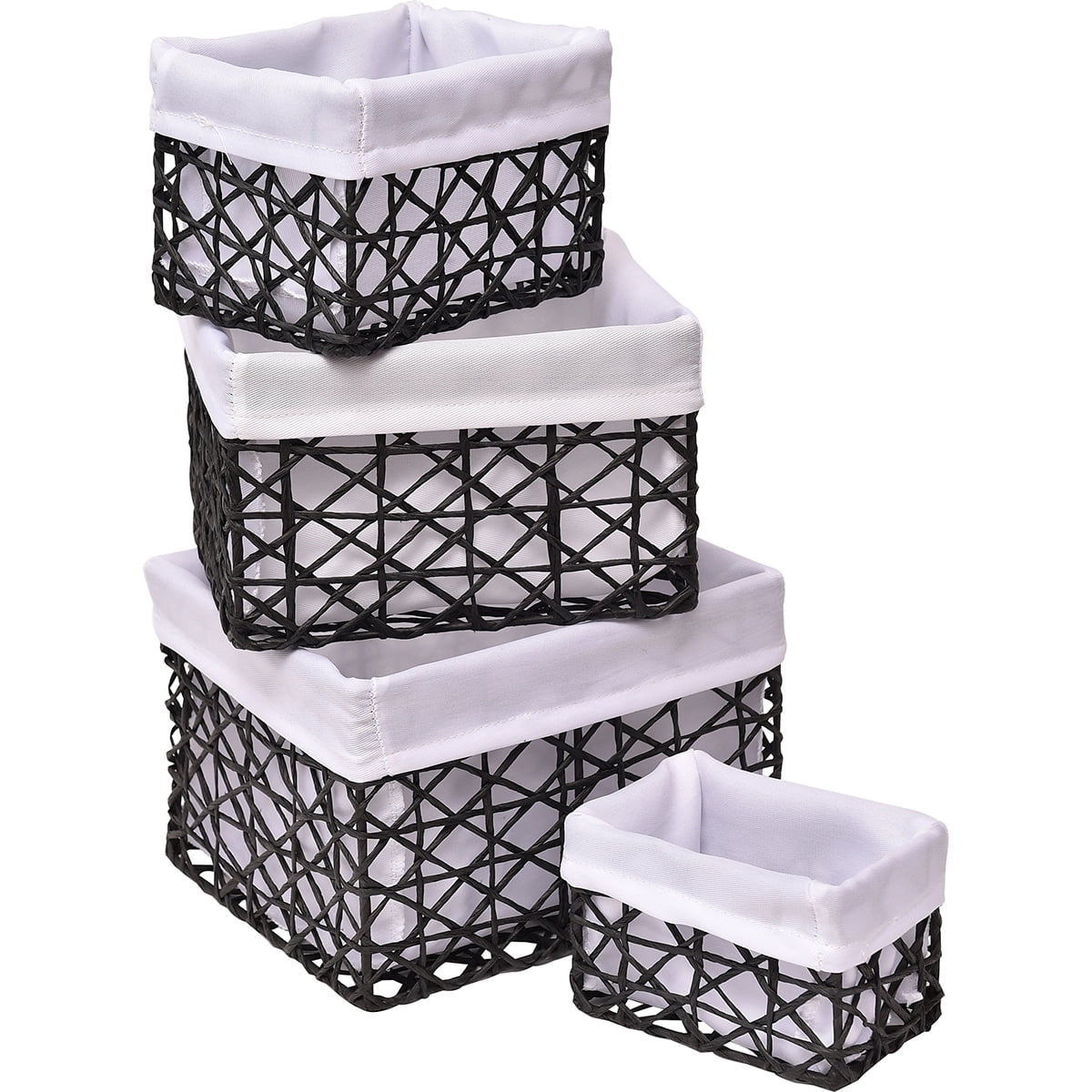 Paper Rope Storage Utilities Baskets Totes Set of 4 Black - Walmart.com