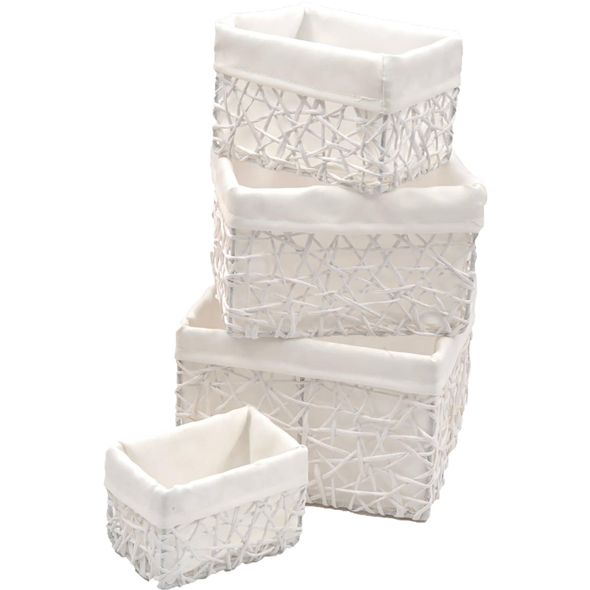 Paper Rope Storage Utilities Baskets Totes Set of 4 White - Walmart.com