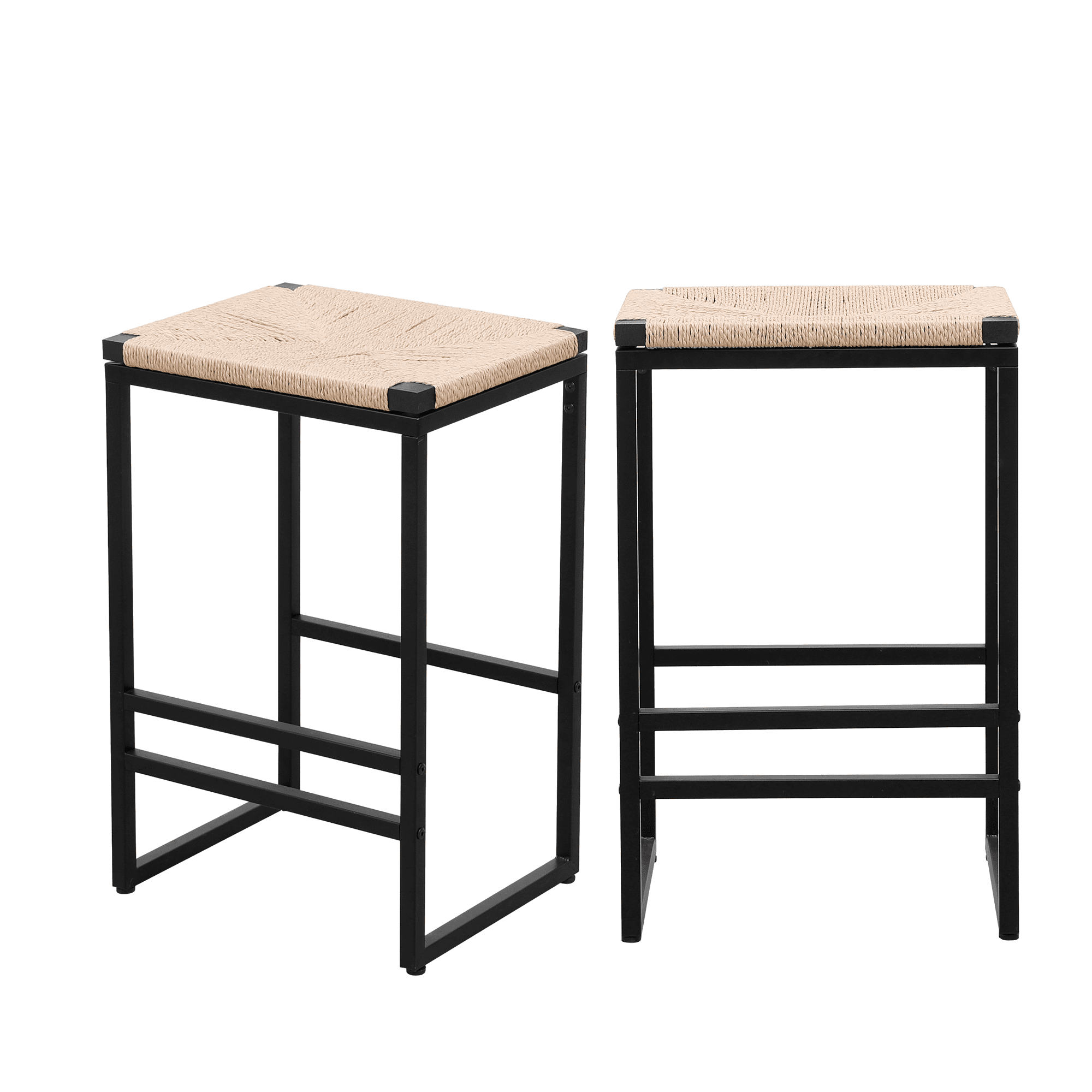 Paper Rope Woven Dining Chairs, Bar Stools without Back, Metal Legs ...