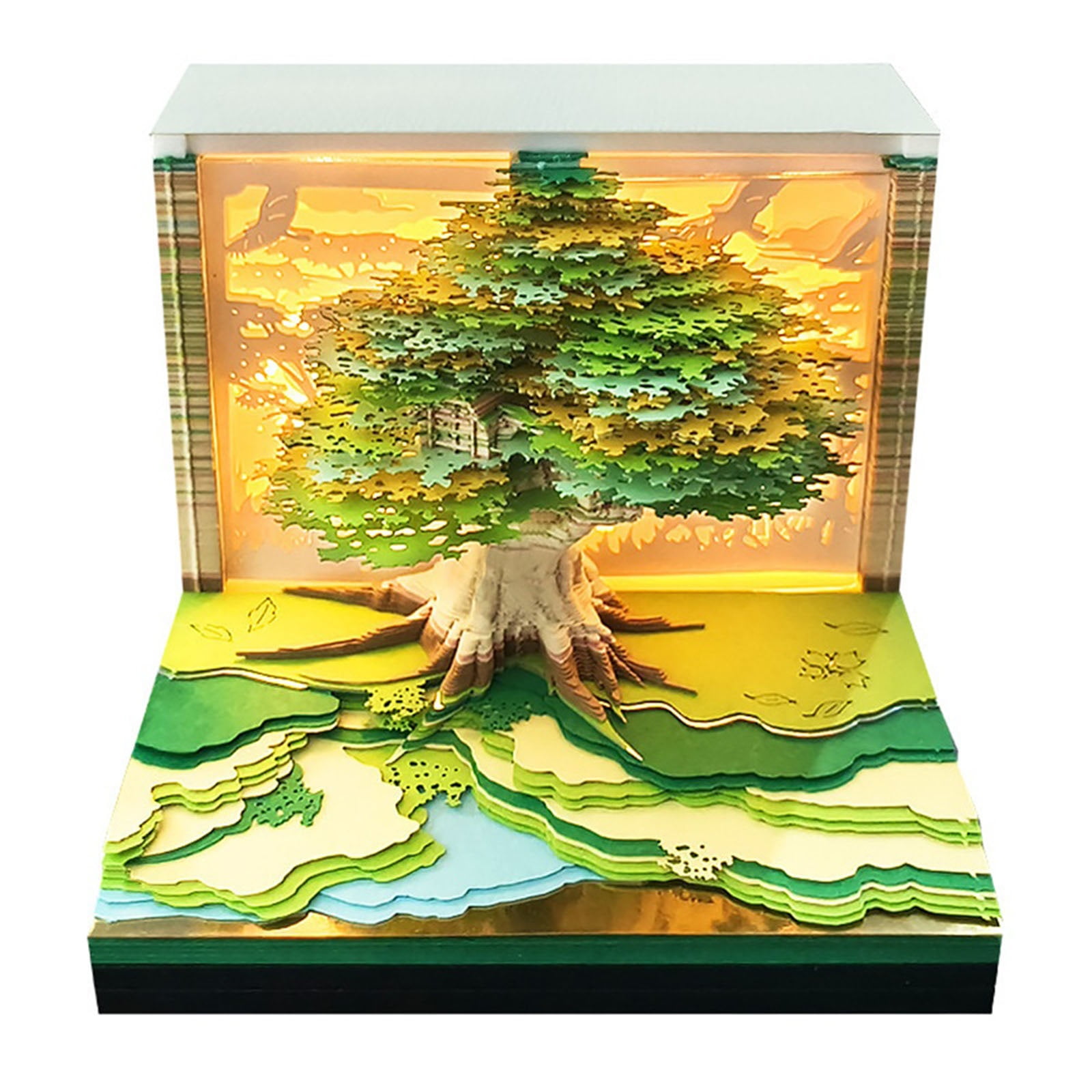 Paper Sculpture Tree House 3D Calendar with Lights Design DIY Creative ...