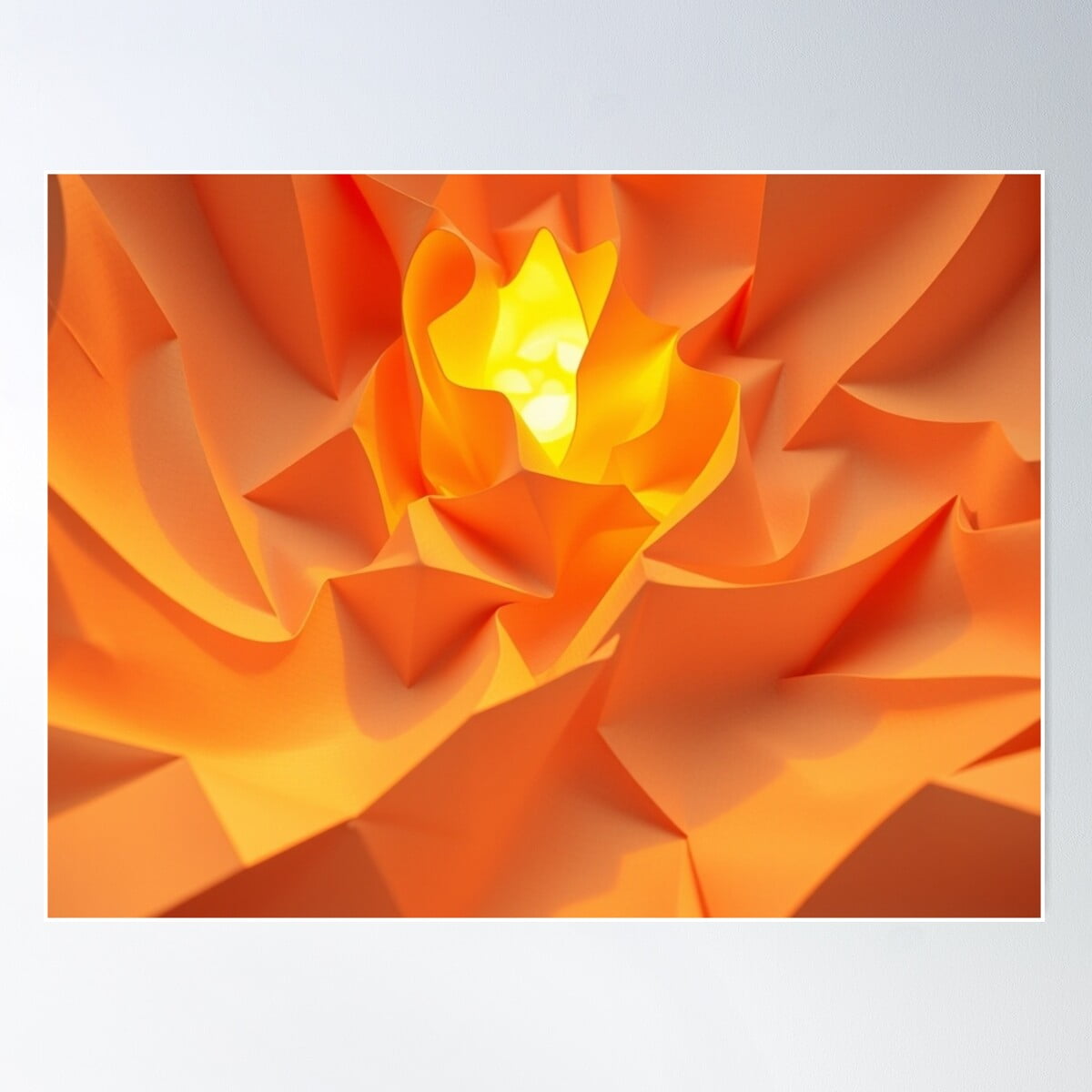 Paper Sculpture With Light: Abstract Orange Forms Poster Wall Art ...