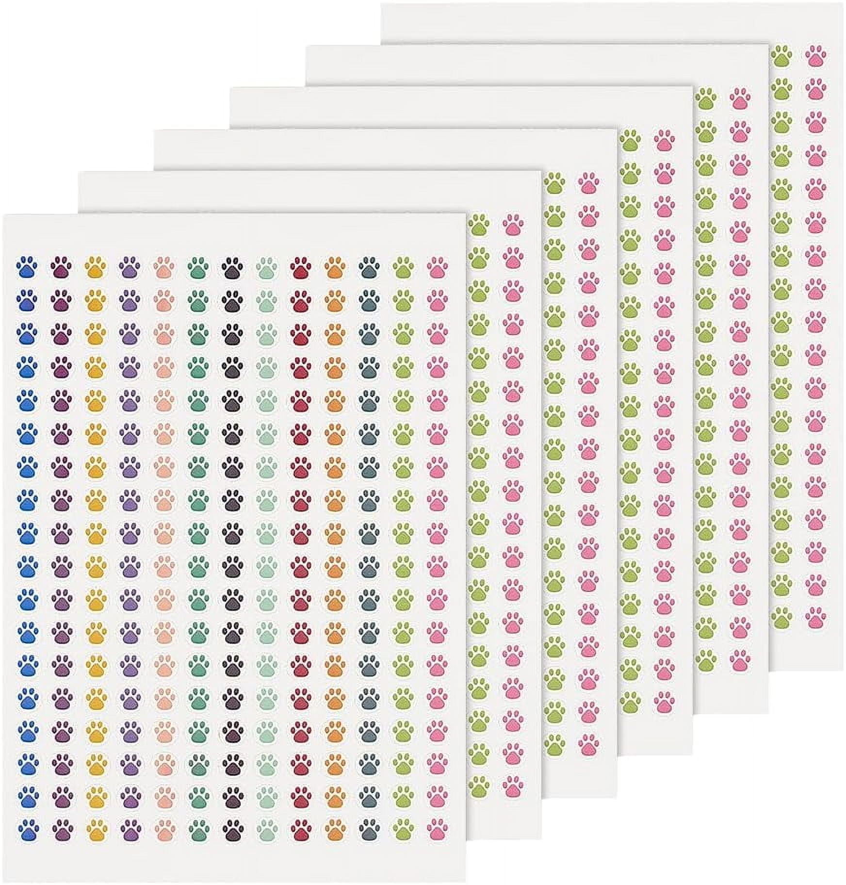 Paper Self-Adhesive Stickers Flat Round Paw Print 199x135x0.1mm Flat ...
