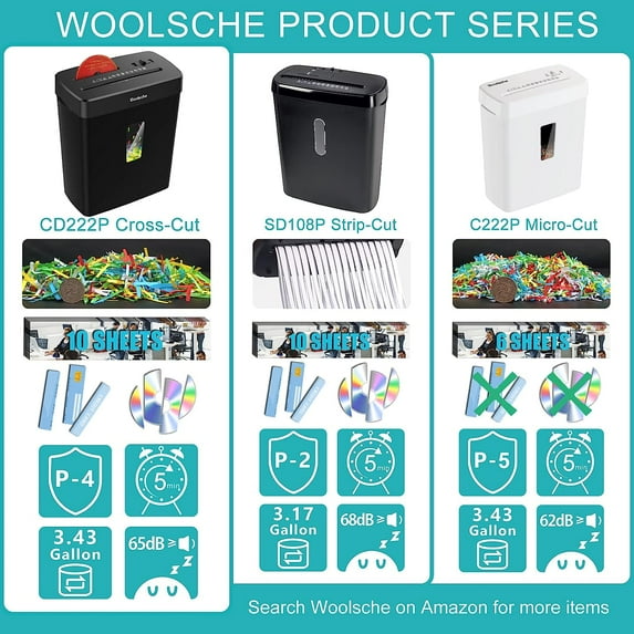 Paper Shredder,10-Sheet Cross Cut with 3.43-Gallon Basket, P-4 Security ...