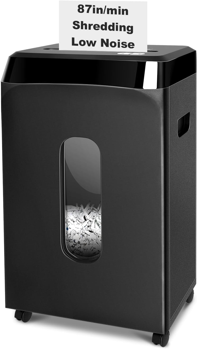 Paper Shredder for Home Office, 60 Sheets Auto Feed, 55dB Super Quiet ...