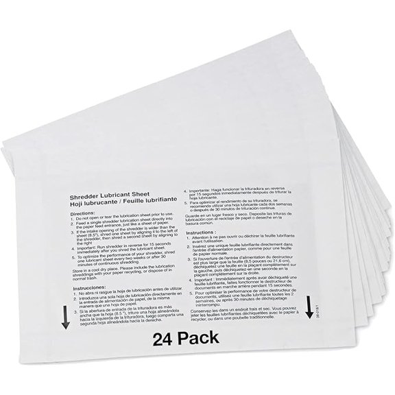 Paper Shredder Lubricant Sheets