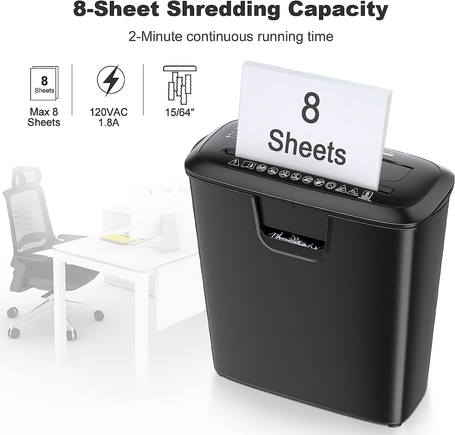 Paper Shredder for Home Use, 8-Sheet StripCut Office Shredder, CD ...