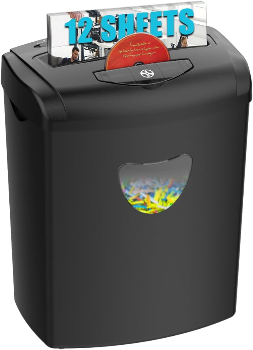 Paper Shredder for Home: with12 Sheet Cross Cut,5.55-Gallon Basket, P-4 ...
