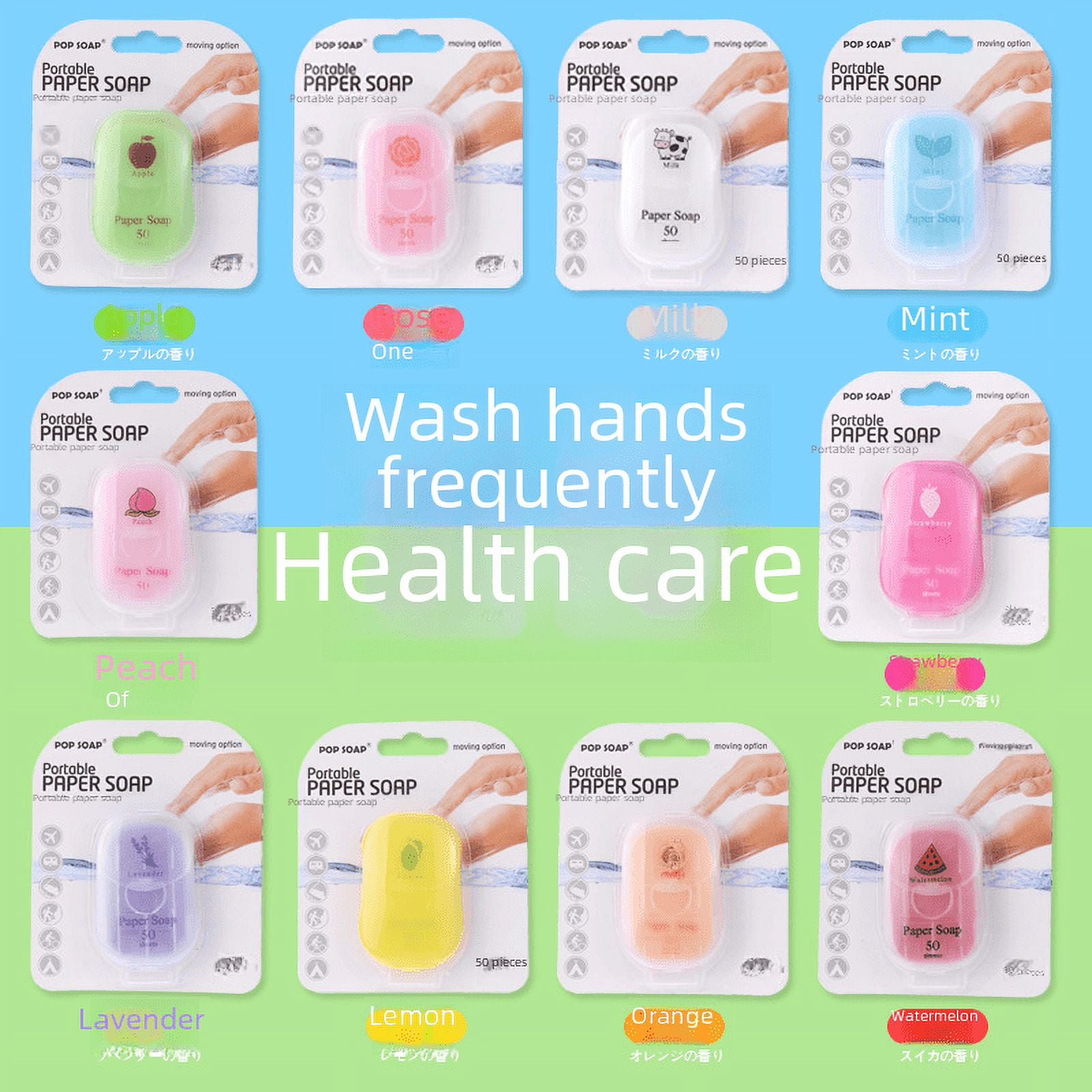 Paper Soap Outdoor Travel Portable Paper Soap 50 Pieces 10 Fragrance ...