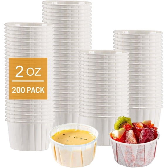 Paper Souffle Portion Cups, 2 oz, 200 Count,Small,Leak-Proof Disposable ...