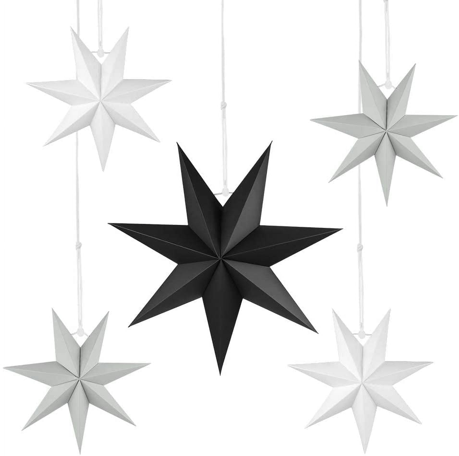 Paper Star Lantern Decorations - Set of 7 Pointed Paper Stars for ...