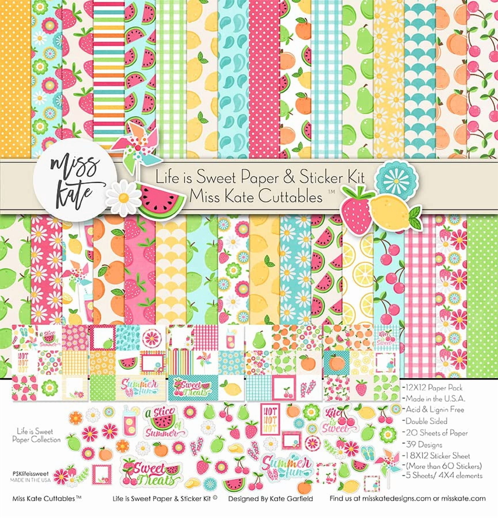 Paper & Sticker Kit – Life is Sweet - for Summer - 20 Double-Sided ...