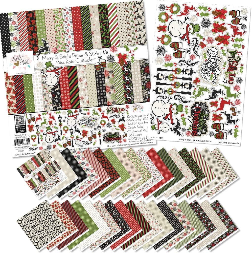 Paper & Sticker Kit - Merry and Bright - for Christmas - 17 Double ...