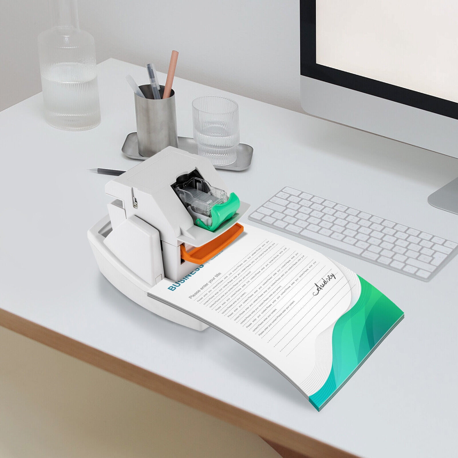 Paper Stitching Binding Machine Electric Stapler Flat Stapler with Max ...