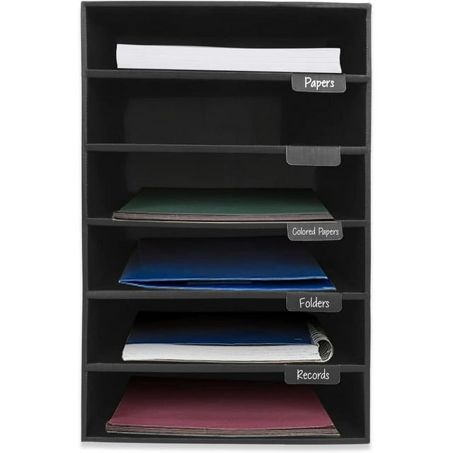 Paper Storage Organizer 6 Slot Cardboard Construction Paper Shelf ...