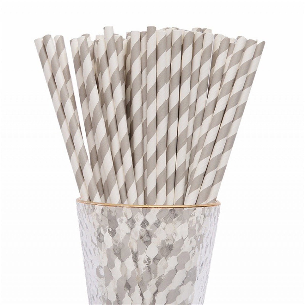 Paper Straws Disposable for Party GIXUSIL 7.75" x 0.24" Gray and White ...