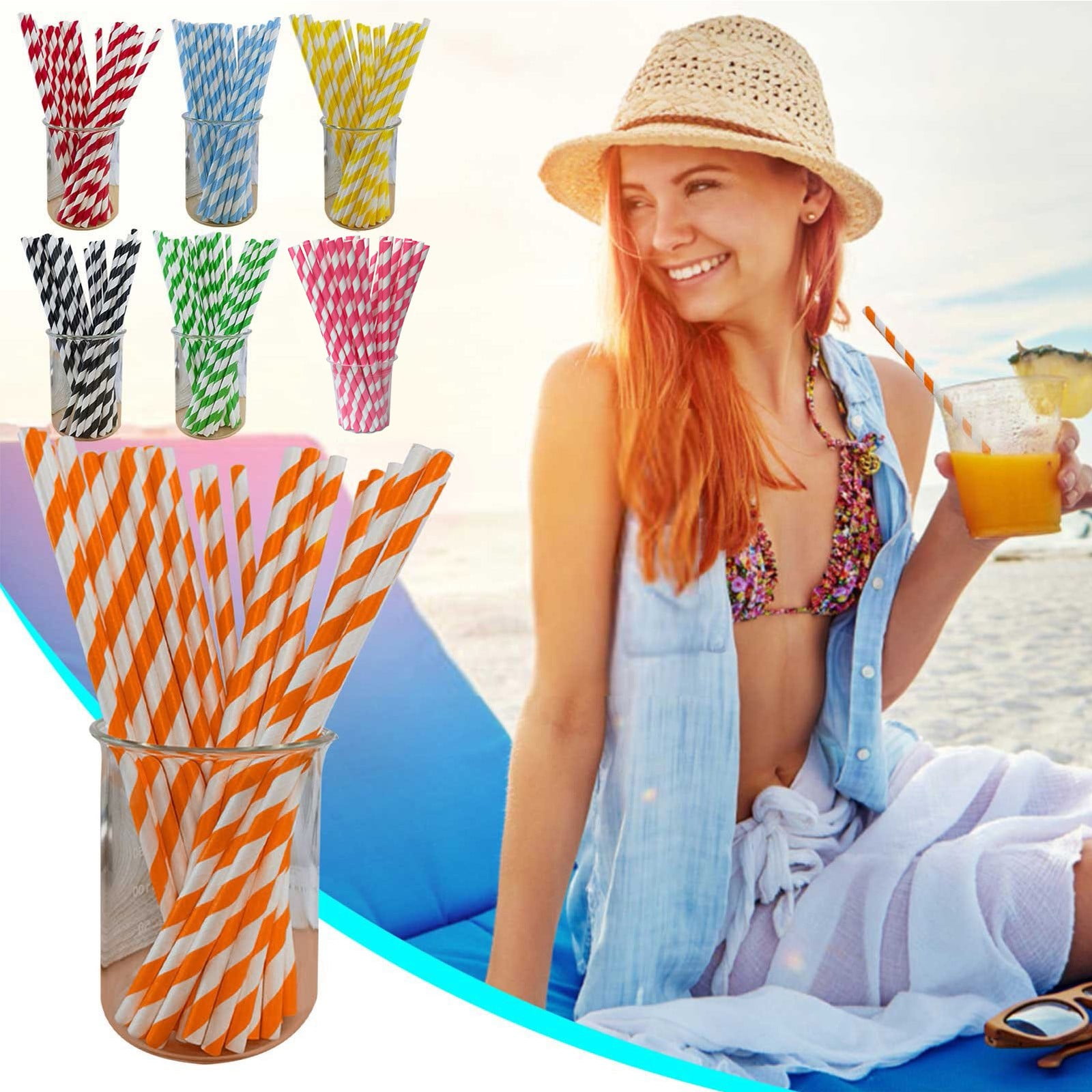 Paper Straws, One Hundred Piece Pack of Disposable Biodegradable ...