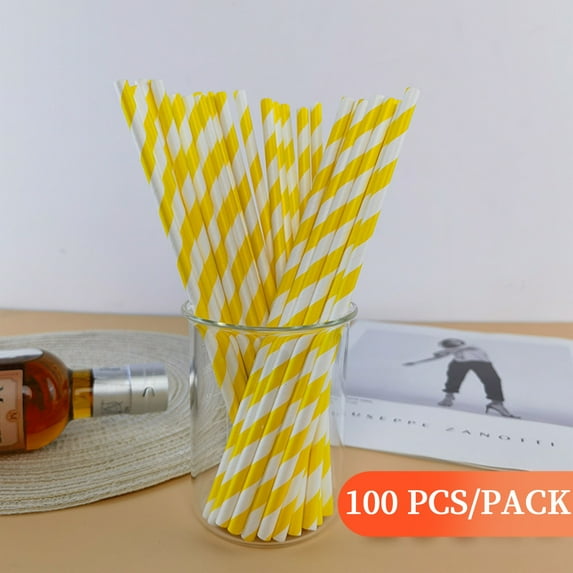 Paper Straws, One Hundred Piece Pack of Disposable Biodegradable ...