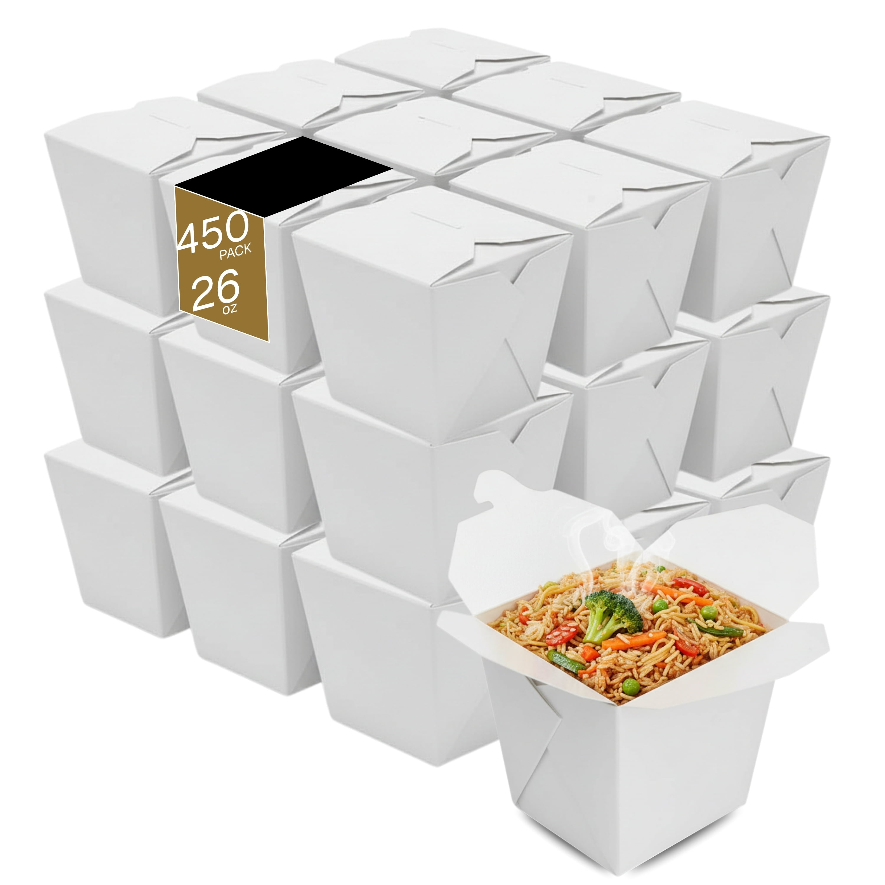 Paper Take-Out Boxes, White, 26oz - Walmart.com
