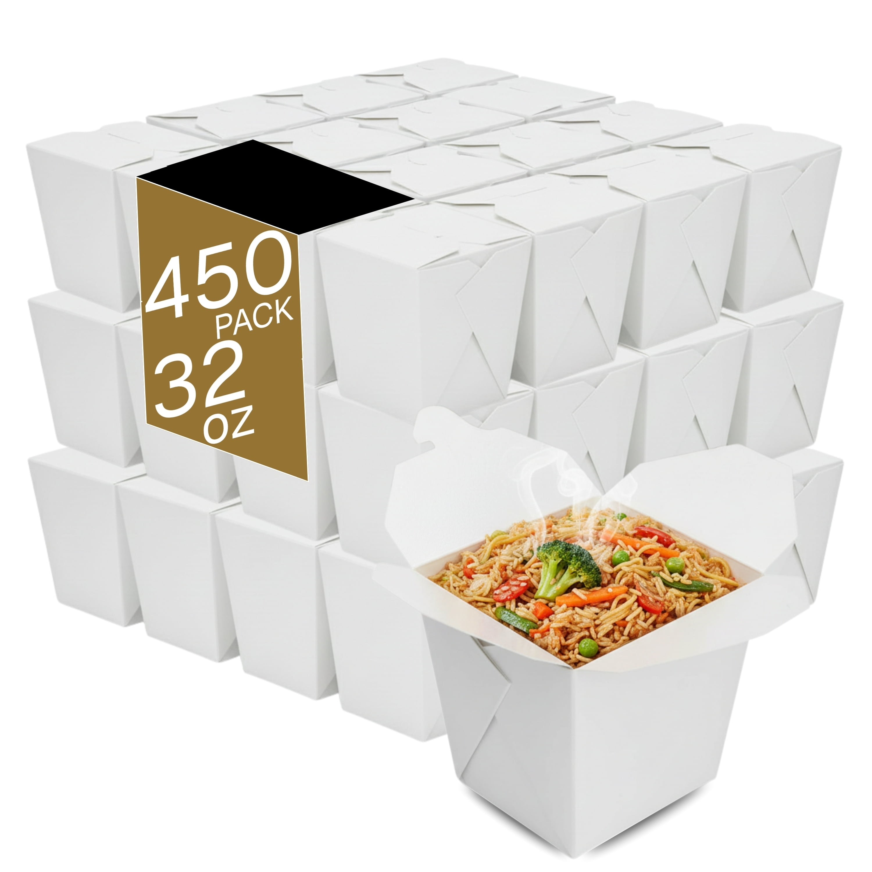 Paper Take-Out Boxes, White, 32oz - Walmart.com