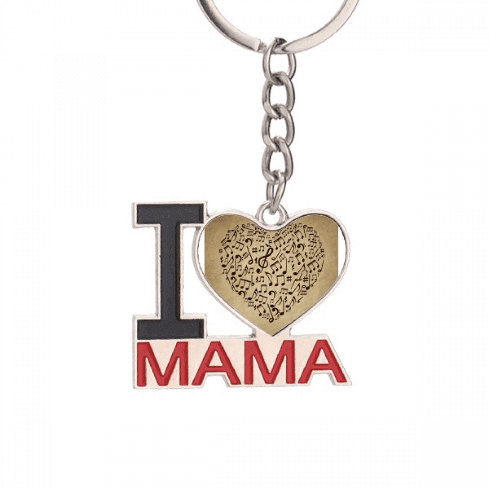 Paper Texture Heart Music Notes Keychain Metal Keyring Holder Love MAMA ...